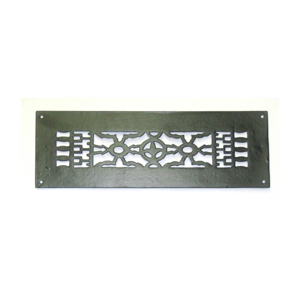 Black Cast Iron Lily Style 12x2 Inch Floor Grate Vent Cover